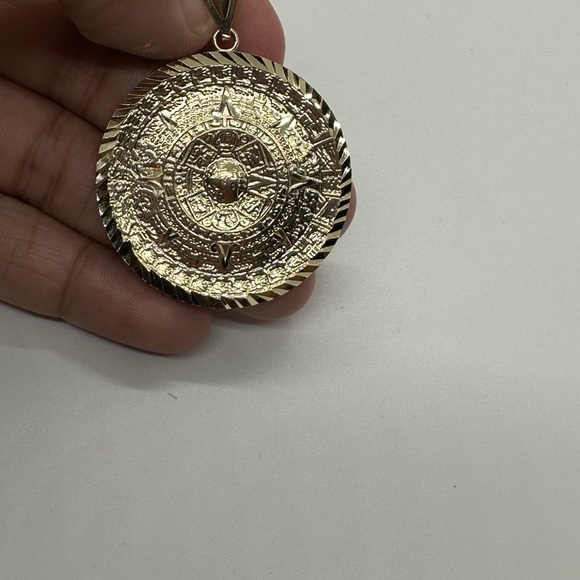 Jewelry | 1k Gold Aztec Calendar Pendant | Poshmark